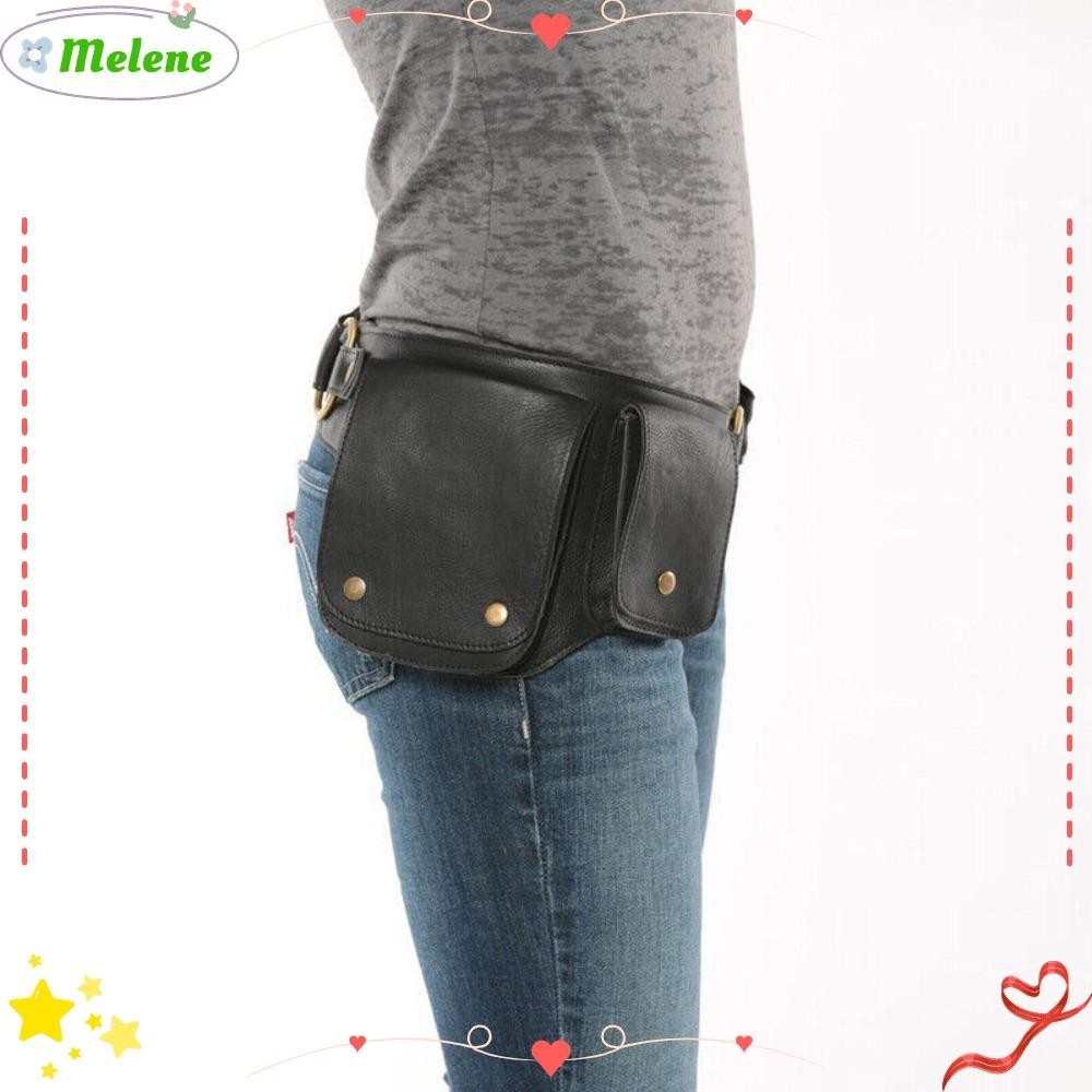 Melene กระเป๋าคาดเอว หนัง ปรับได้ หลายช่อง พร้อมกระดุม สไตล์เรโทร ...