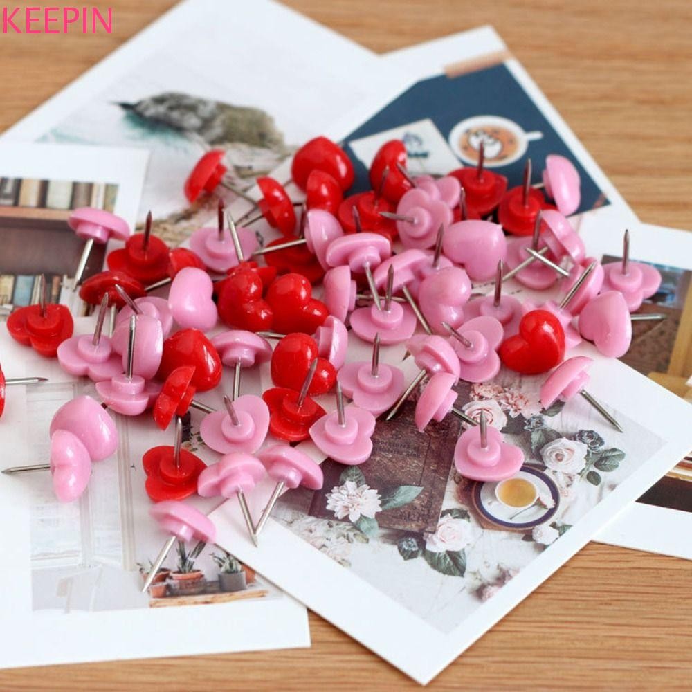 Keepin 50 ชิ้นพลาสติก Push Pins, สีพลาสติกสี Push Pins, Wall Pins รูป ...