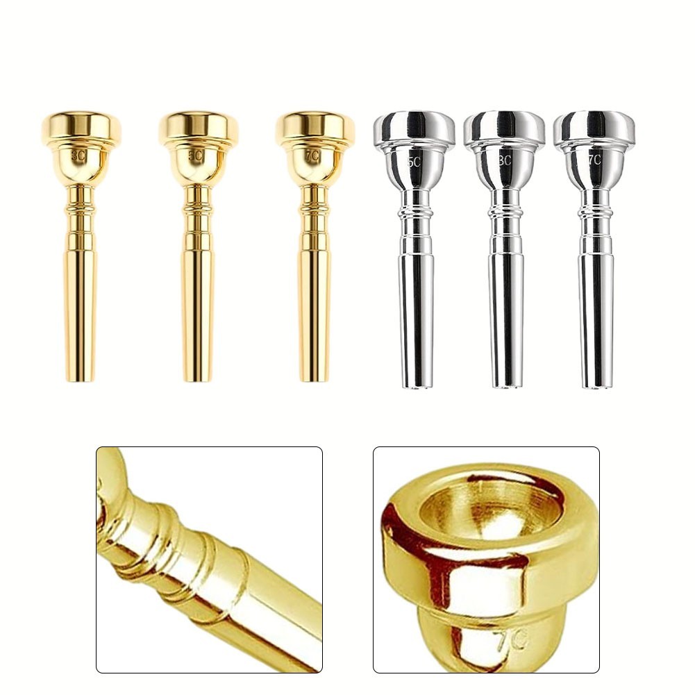กิ๊กเกิล 3pcs Professional ทรัมเป็ต Mouthpiece 3C 7C ขนาด Bach เริ่มต้น ...