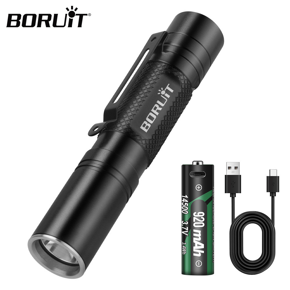 Boruit RJ13 EDC ไฟฉาย 500LM ไฟฉาย LED ที่มีประสิทธิภาพพร้อมคลิป Type-C ...