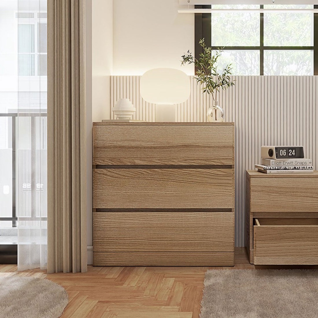 [กทม. 3-5 วัน ส่ง] Koncept furniture ตู้เตี้ยลิ้นชัก รุ่น Timbur สีไม้ ...