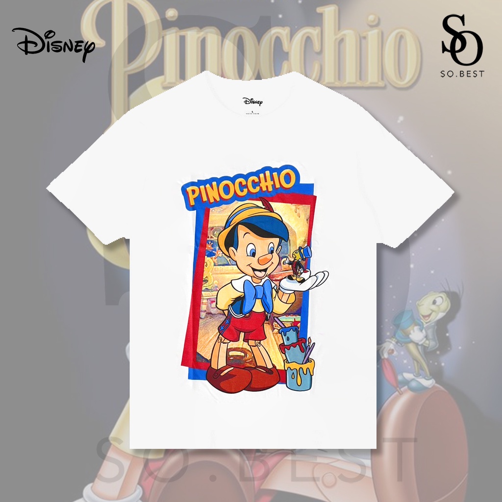 SO.BEST เสื้อยืดดิสนีย์ Pinocchio สกรีนหน้า ผ้าสีขาว ลิขสิทธิ์แท้ ...