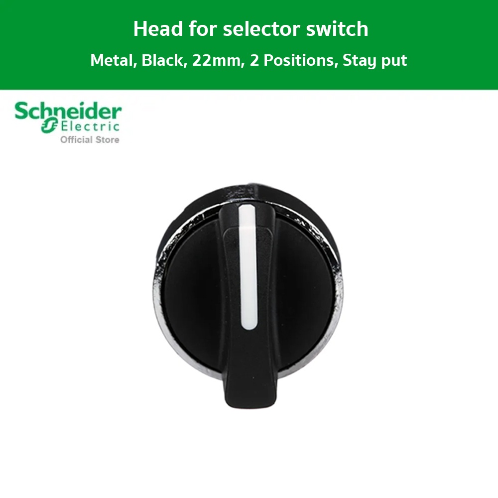 Schneider ZB4BD2 Selector switch head, metal, black, Ø22, 2 positions ...