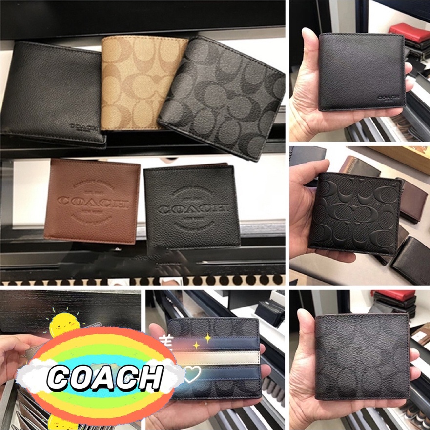 COACH กระเป๋าสตางค์ชายสั้น classic คลิปสั้นพับ F75006 F74993 | Shopee ...