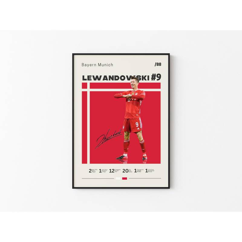 Robert Lewandowski โปสเตอร์ผ้าใบ พิมพ์ลายฟุตบอล Bayern Munich สําหรับ ...