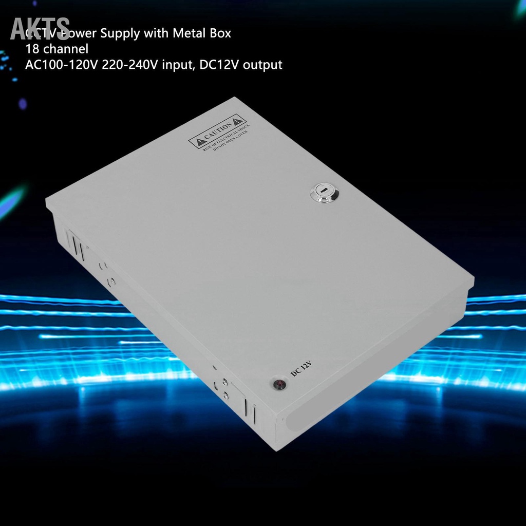 AKTS DC Power Supply Box 18 Channel CCTV Camera with Metal AC Plug Lock ...