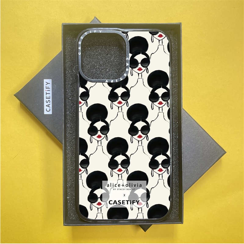 Casetify X alice + olivia Stace Face เคสแม่เหล็ก ขอบดํา ใส แถบด้านข้าง ...