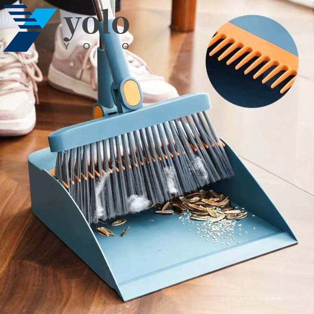 Yolo พลั่วขยะ ไม้กวาดพลาสติก พับได้ ชุดที่โกยผง แปรง ไม่ติดผม ปฏิบัติ ...