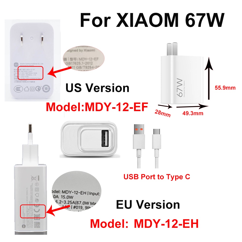 Xiaomi ชุดป้องกันที่ชาร์จ 33W สําหรับ redmi note 12 MDY-14-EL MDY-11-EZ xiaomi 67w MDY-12-EH ...