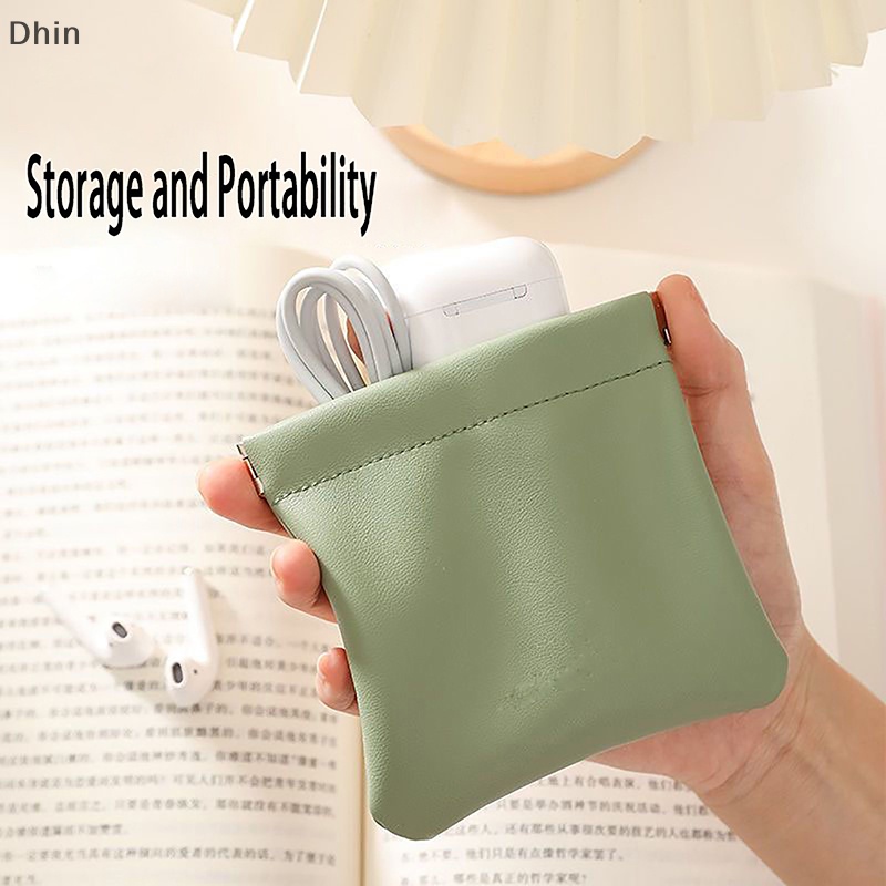 [Dhin] กระเป๋าหนัง เก็บเหรียญ กุญแจ เครื่องประดับ หูฟัง COD | Shopee ...