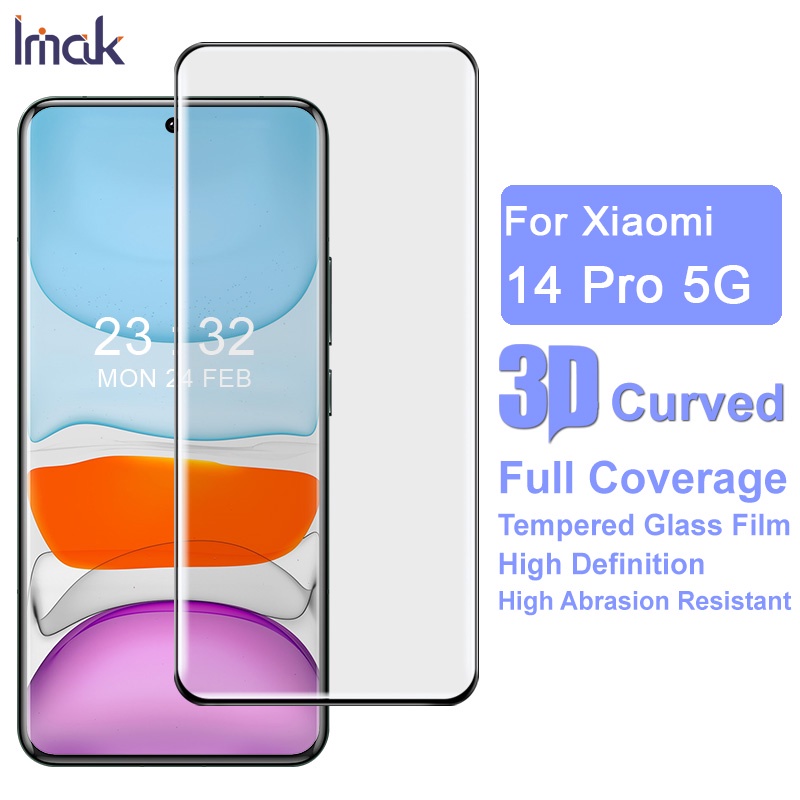 Original Imak Xiaomi 14 Pro 5G กระจกนิรภัย 3D โค้งคลุมทั้งหมดฟิล์มกันรอยหน้าจอ | Shopee Thailand