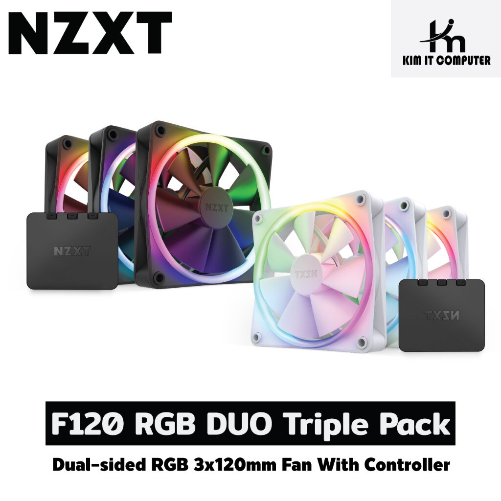 NZXT F120 RGB Duo Triple Pack 3x120mm RGB Fan With Controller | Shopee ...