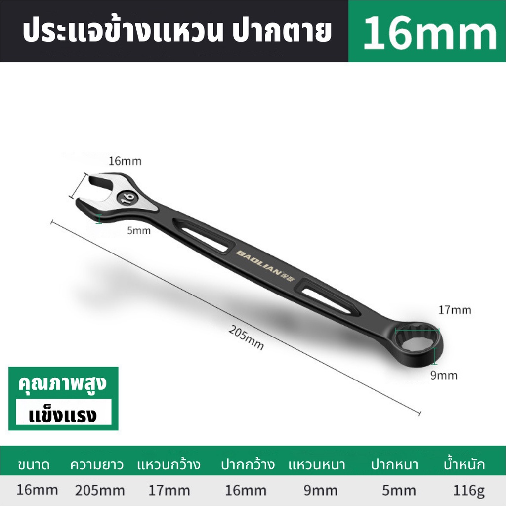 BAOLIAN ประแจปากตาย 8-24mm ประแจแหวน ประแจ ประแจแหวนข้างปากตาย 8-24mm | Shopee Thailand