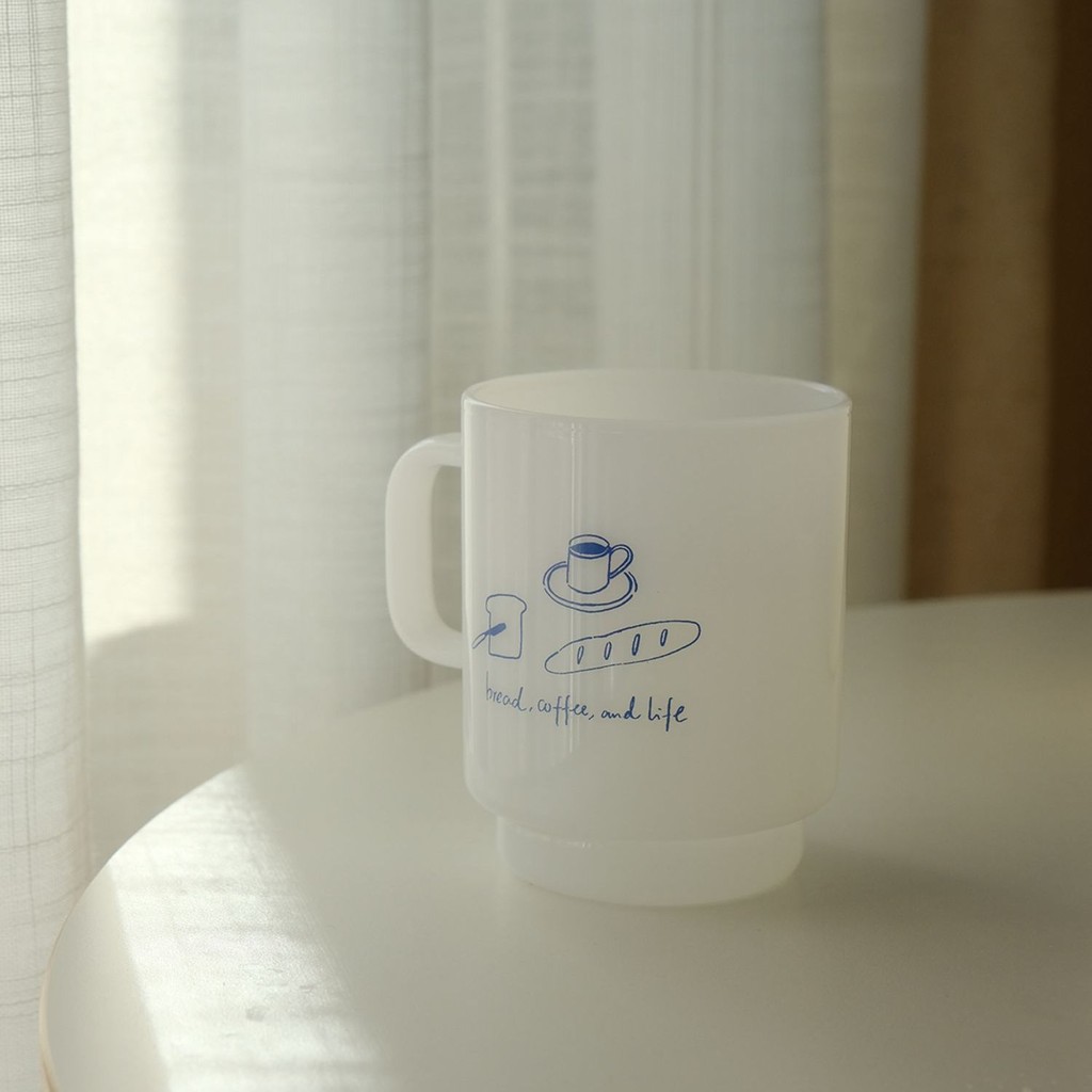 [Cup Series] Niche Milk White Glass Coffee Milk Cup Home Breakfast High ...