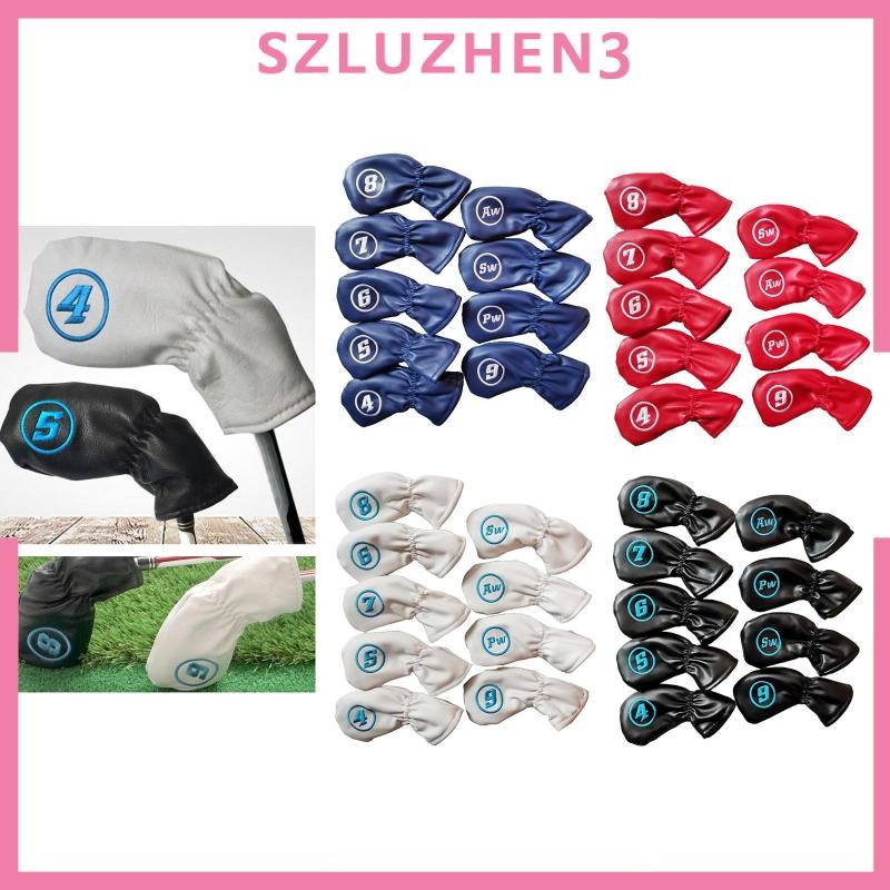 [Szluzhen3] 9 ชิ้น/แพ็ค PU Golf Iron Covers Set Golf Club Irons ยี่ห้อ ...