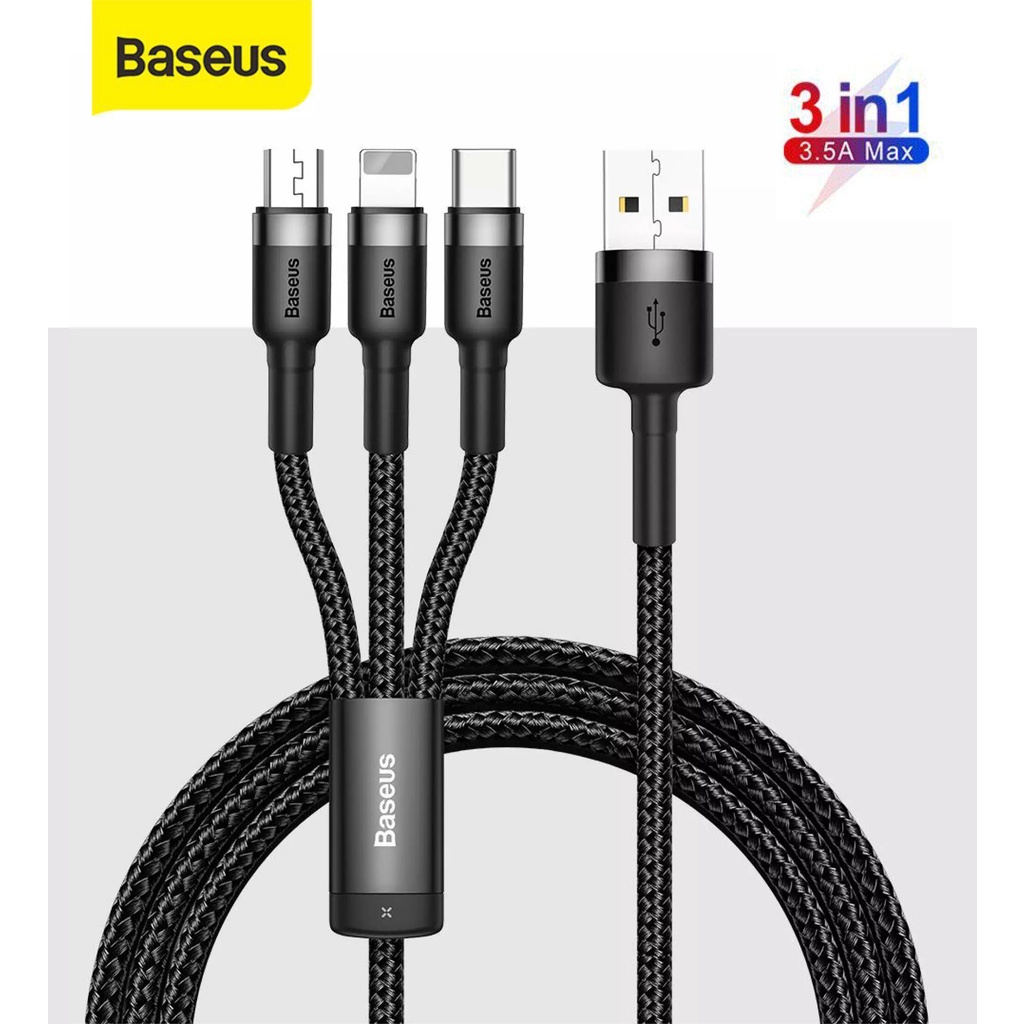 Baseus 3 in 1 for Type-C Micro USB iP to USB Charger Data Cable 1.2M ...