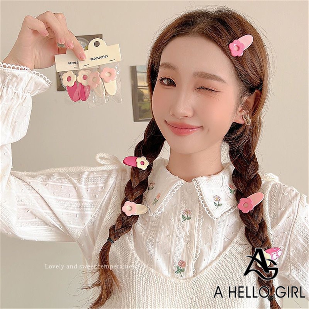 A Hello Girl กิ๊บติดผม ทรงวงรี ลายดอกไม้ สีชมพู สไตล์ญี่ปุ่น สําหรับผู้หญิง Shopee Thailand