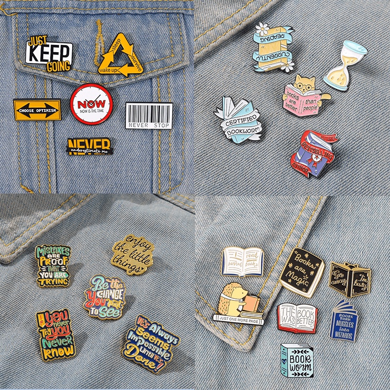 เข็มกลัด รูปข้อความ Just Keep Going Badges Read Lover เครื่องประดับ ...