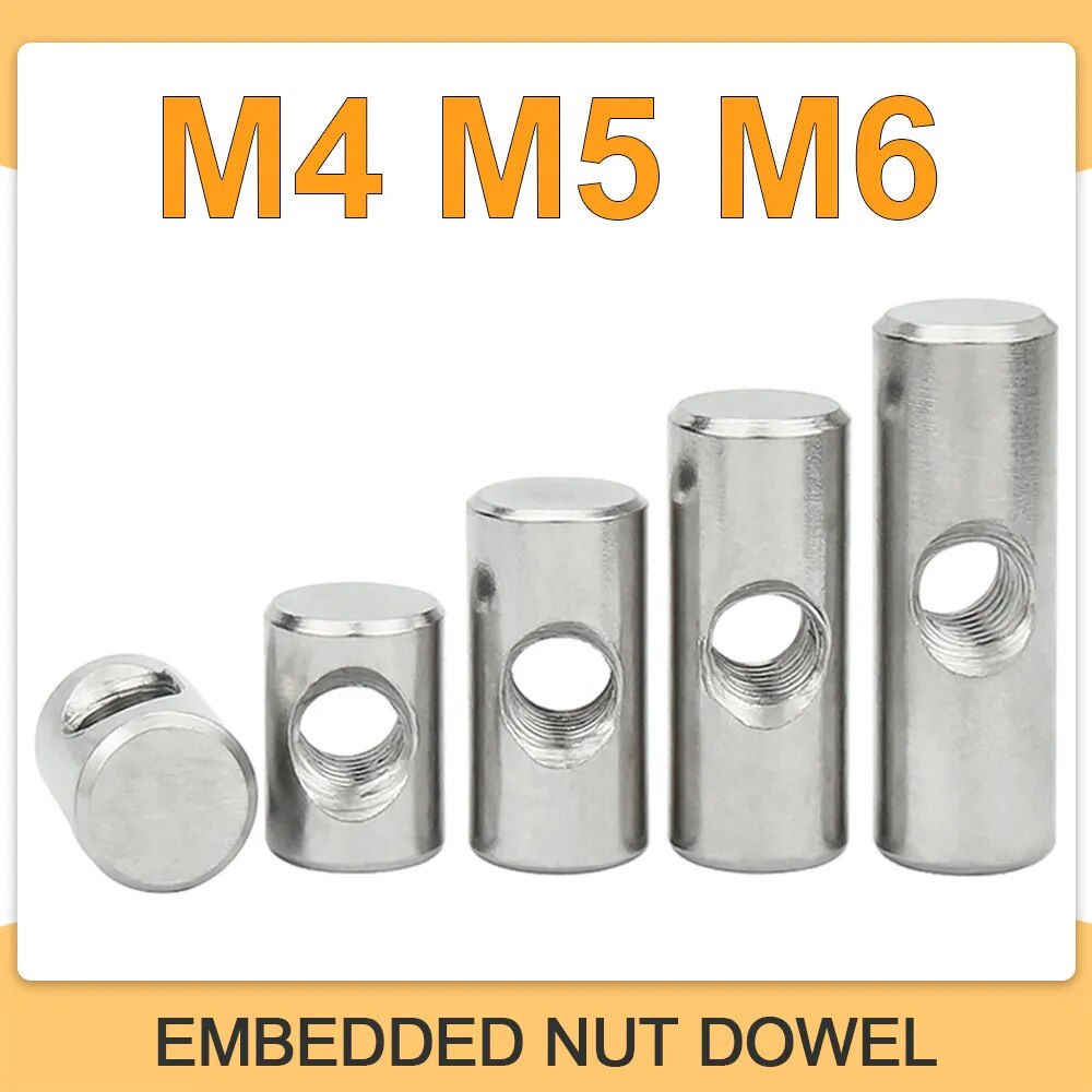 M4 M5 M6 304 Stainless Steel Cross Hole Barrel Nut Bolts Cylindrical ...