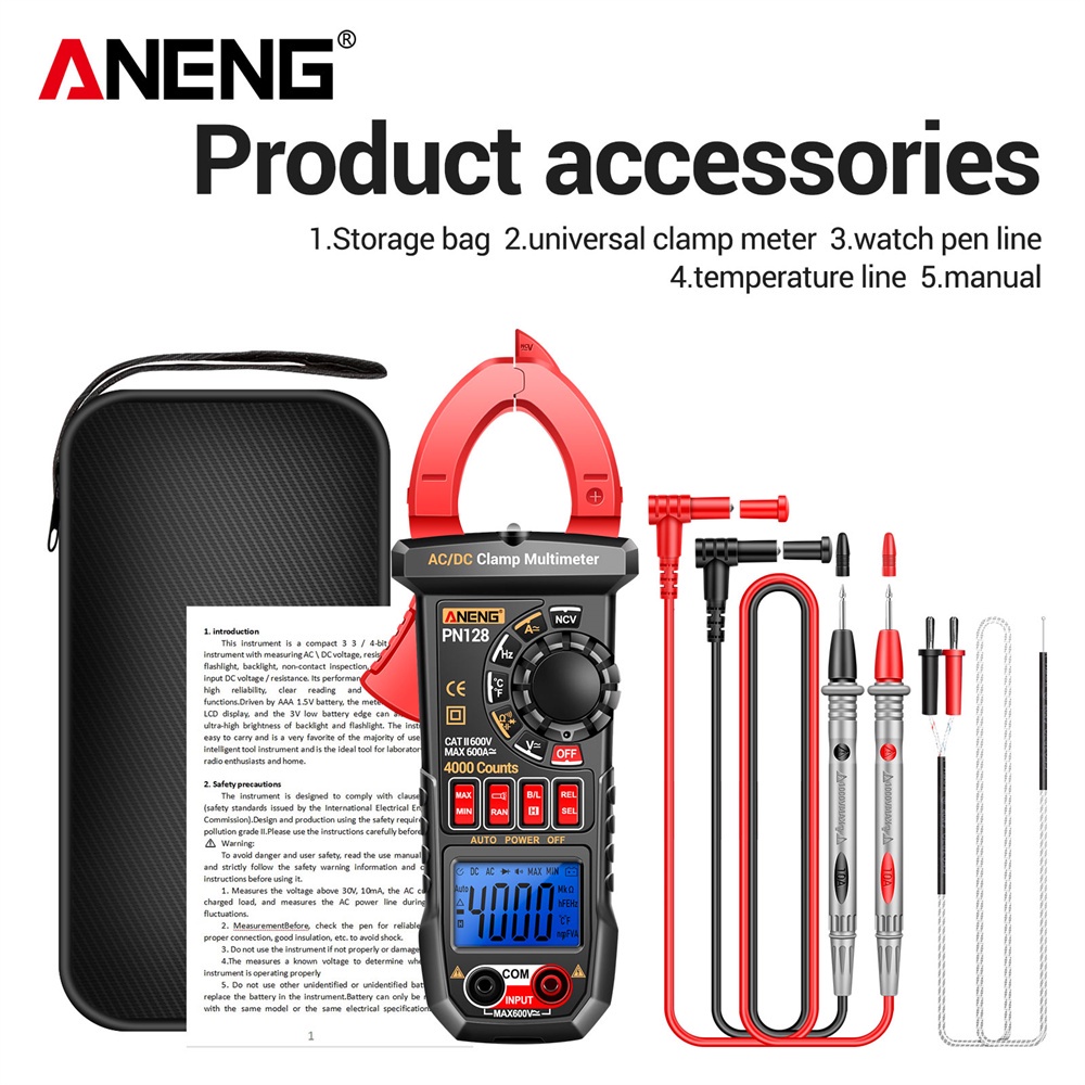 [ElementStyle.th] แคลมป์มัลติมิเตอร์ดิจิทัล หน้าจอ LCD ANENG PN128 4000 ชิ้น | Shopee Thailand
