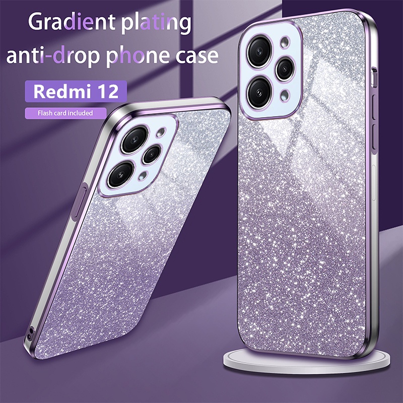 For เคส Redmi 12 case ชุบ โปร่งใส กระพริบ เคสมือถือ เคสโทรศัพท์ Redmi ...