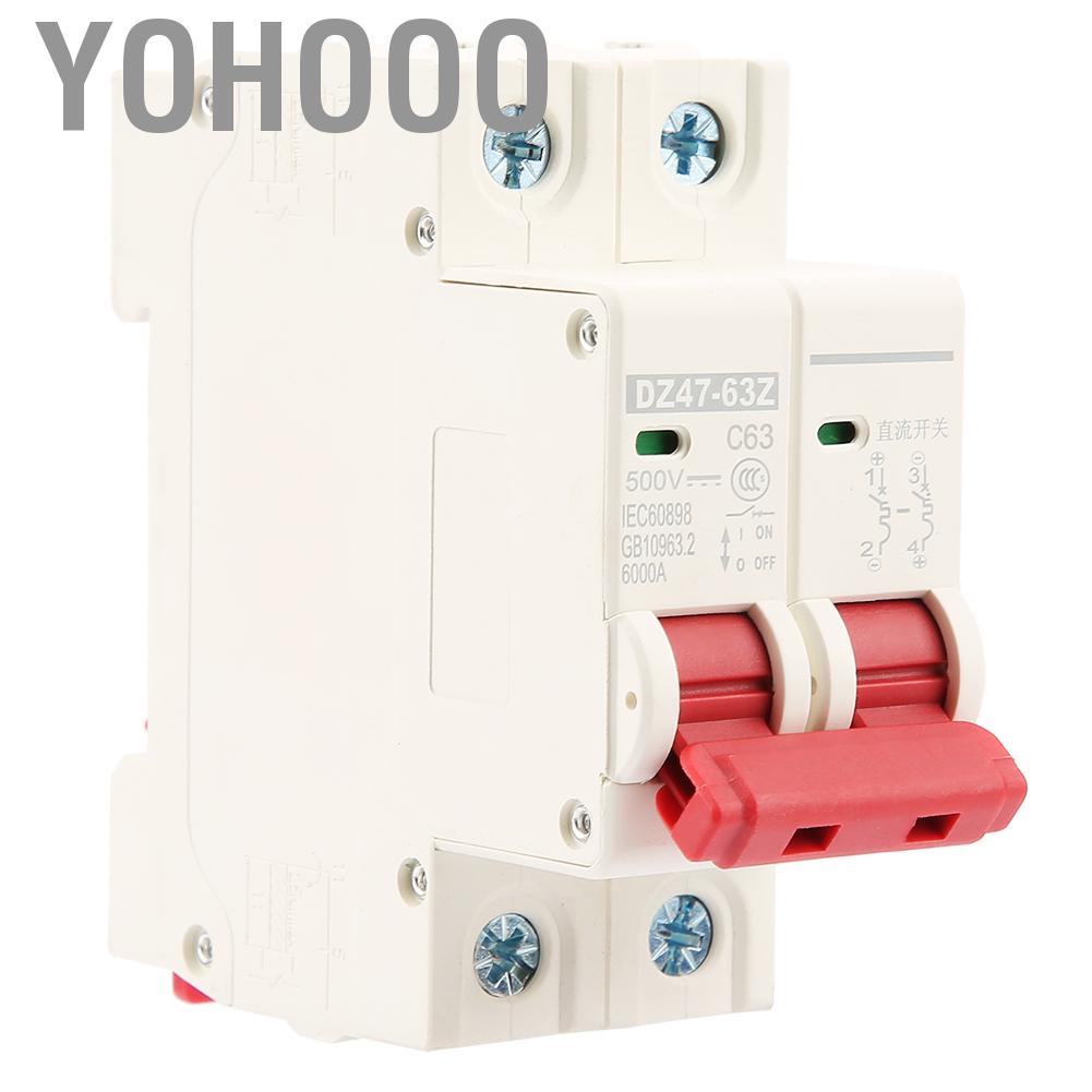 Yohooo Miniature Circuit Breaker 2P DC 500V 63A Mini MCB Safety | Shopee Thailand