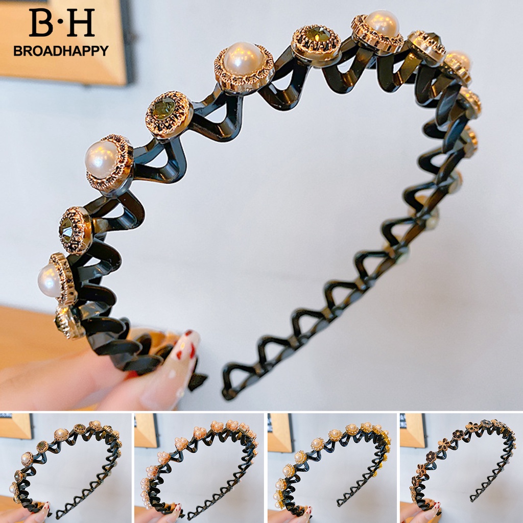 ที่คาดผม แบบยืดหยุ่น ประดับพลอยเทียม ป้องกันการตก สไตล์วินเทจ | Shopee ...