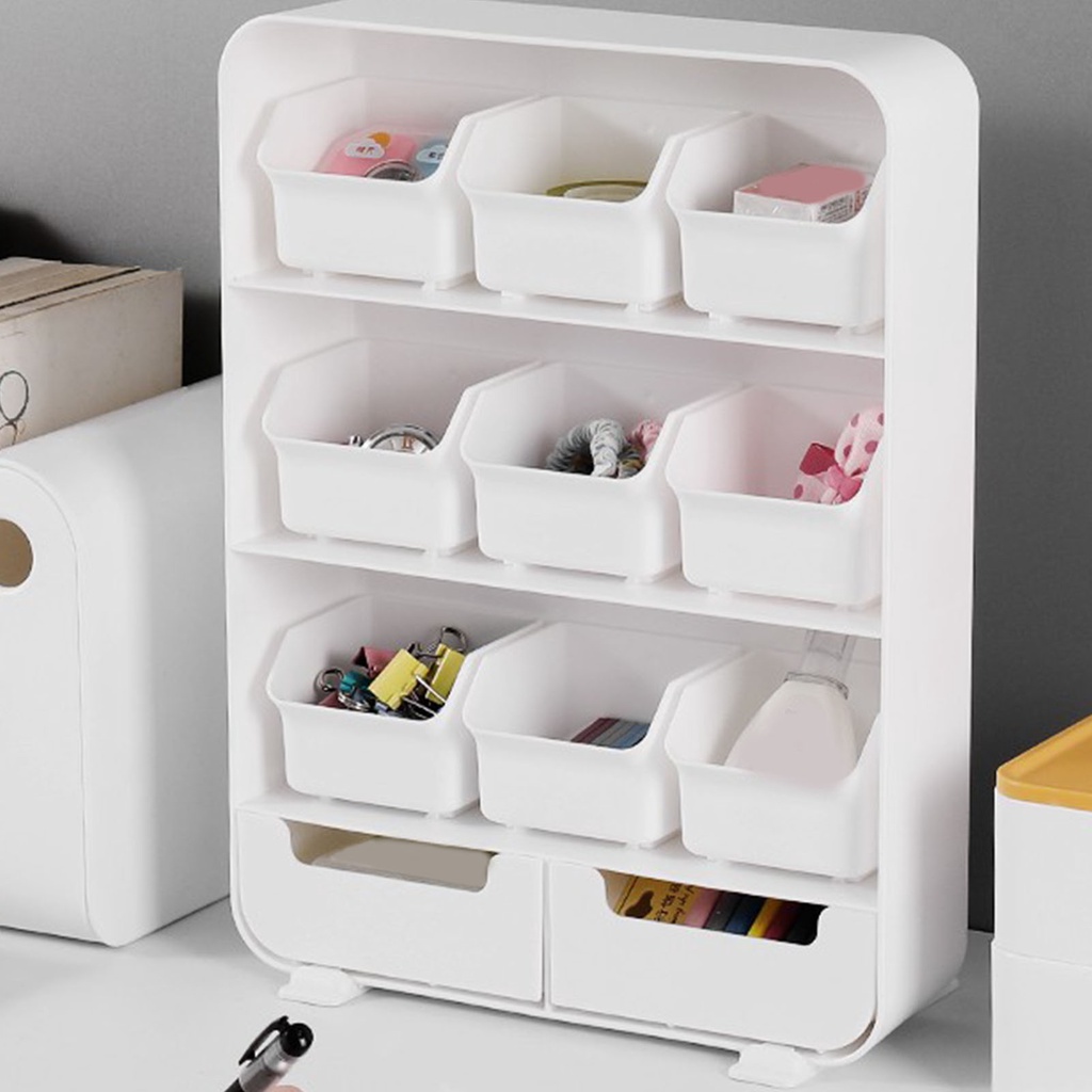 Daily Use พลาสติกกล่องเก็บของตั้งโต๊ะ Multilayer Desk Organizer ...