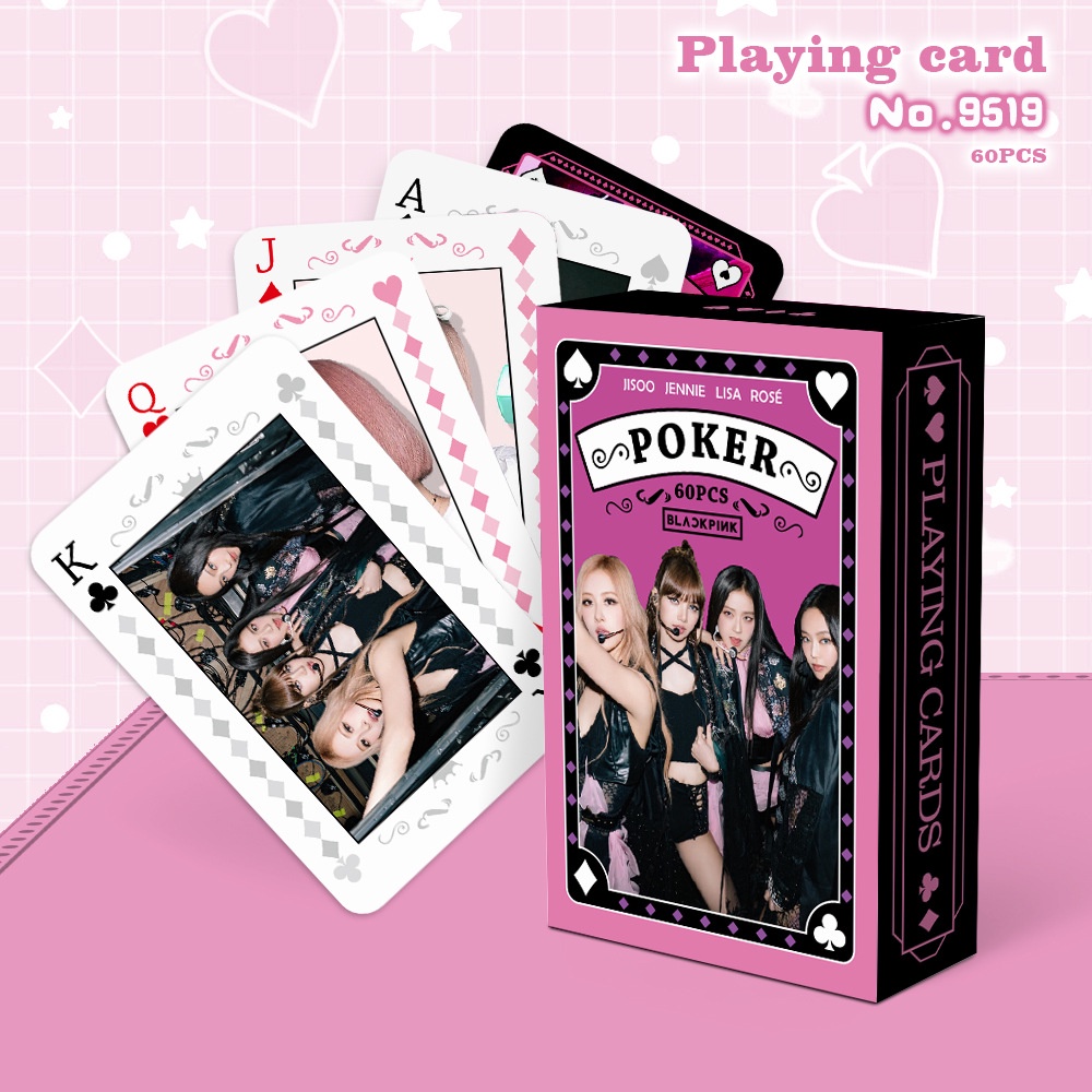 ไพ่โป๊กเกอร์ BALCK-PINK BT-s BP s Kpop 60 ชิ้น ต่อกล่อง | Shopee Thailand