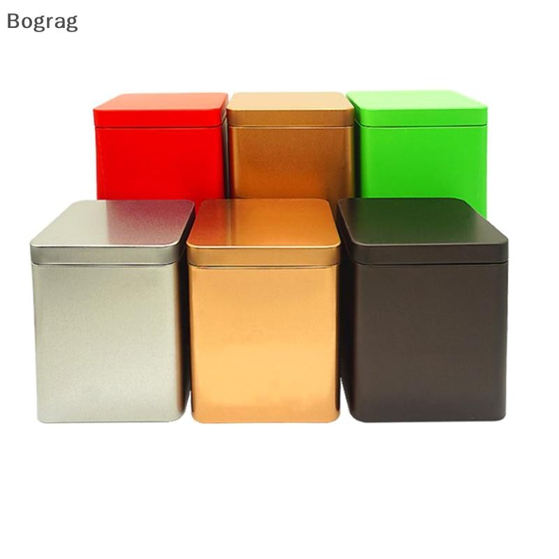 [Bogr] 1 ชิ้นชากระป๋องสแควร์โลหะบรรจุภัณฑ์กล่องเก็บกรณีขวดดีบุกขนาดเล็ก ...