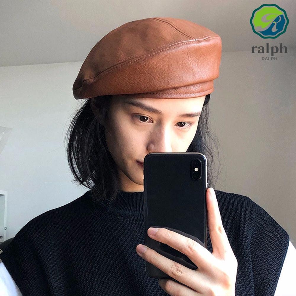 Ralph PU หนัง Berets วรรณกรรมอบอุ่นสไตล์อังกฤษหนัง All-match สาวผู้หญิง ...
