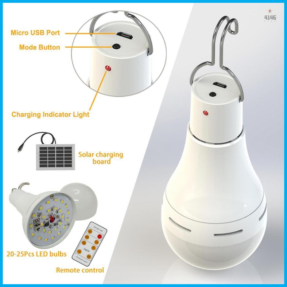 Portable LED Sun Powered Camping Light Bulb Remote Controlled ...