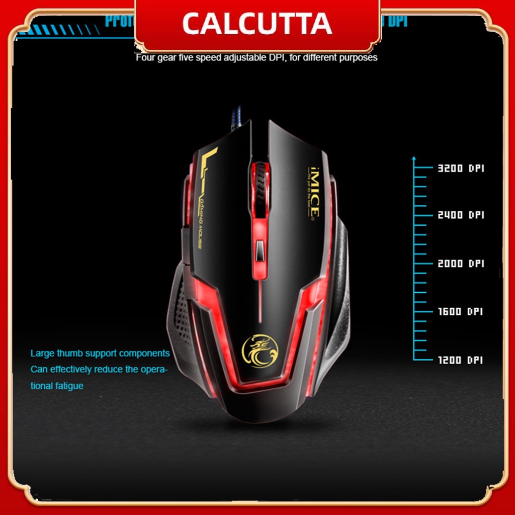 [calcutta] Imice A9 เมาส์มีสาย ABS 6 ปุ่ม น้ําหนักเบา สําหรับ ...