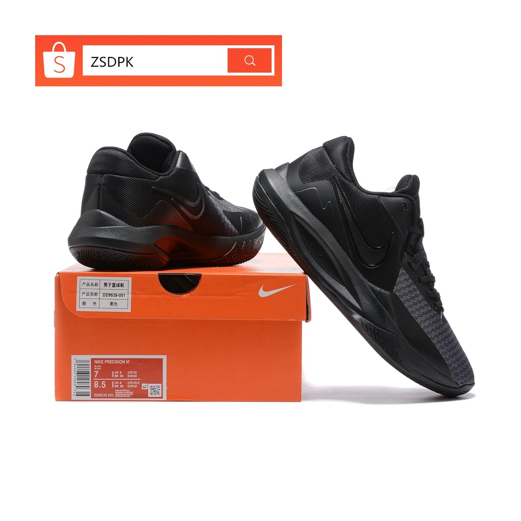 100% Original Nike Precision 6 Black Sport Basketball Shoes for Men ...
