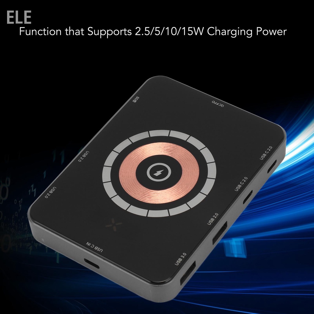 ELE USB C Hub แม่เหล็กไร้สายชาร์จการ์ดสล็อตอลูมิเนียม Docking Station ...