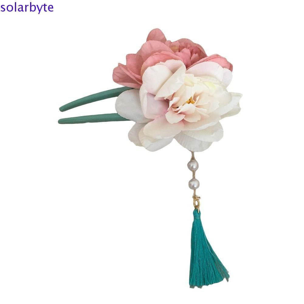 Solarbyte ไม้ติดผมรูปตัว U, ดอกไม้จําลองพู่ Hanfu Hairpin, หวีผมโบราณสไตล์จีนกิ๊บติดผมดอกไม้มุก ...