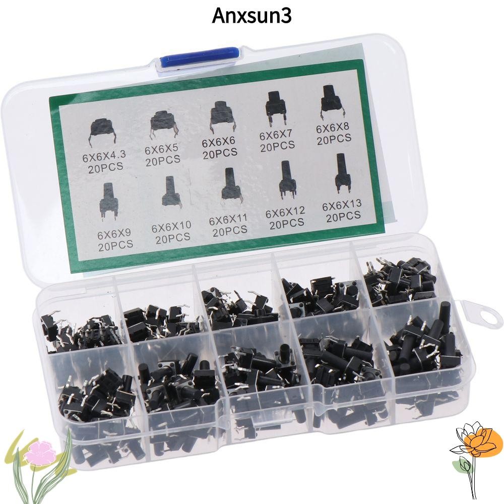 Anxsun3 200 ชิ้น Micro Momentary Switch, Mini 6x6 มม.ปุ่มกดสัมผัส, ที่ ...