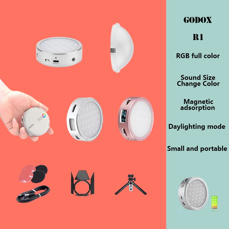 Godox R1 RGB LED ไฟเติมแสงถ่ายทอดสด พร้อมการดูดซับแม่เหล็กสามโหมด ขนาด ...