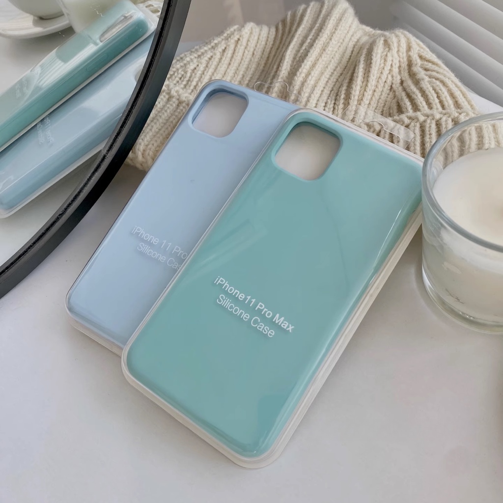 Ins Simple Baby Blueซิลิโคนเหลวเคสโทรศัพท์Lake Blueเหมาะสําหรับ16pro/15 ...