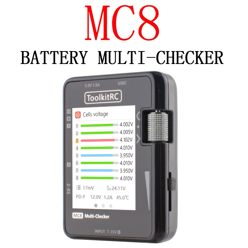 Toolkitrc MC8 แบตเตอรี่ Checker จอแสดงผล LCD แบตเตอรี่ดิจิตอลความจุ Checker แบตเตอรี่ Balancer ...