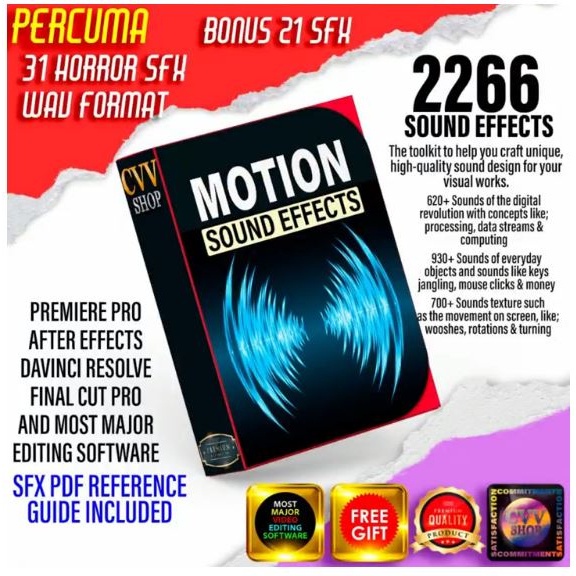 【พร้อมส่ง】Sound Effects SFX - Motion SFX - Video Audio Editing For Most Major Softwares | Shopee ...