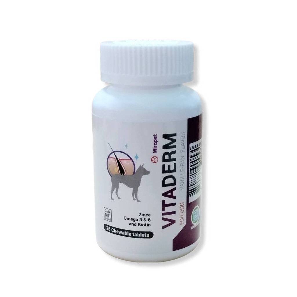 VITA – DERM อาหารเสริมวิตามิน - สังกะสีบำรุงผิวหนัง สำหรับสุนัข 25 tabs ...