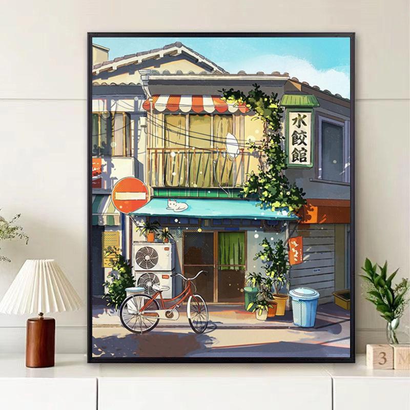 มีเฟรม ระบายสีตามตัวเลข DIY 40x50cm จิตรกรรมดิจิตอล สไตล์ญี่ปุ่น สําหรับตกแต่งบ้าน ร้านค้า ร้าน ...