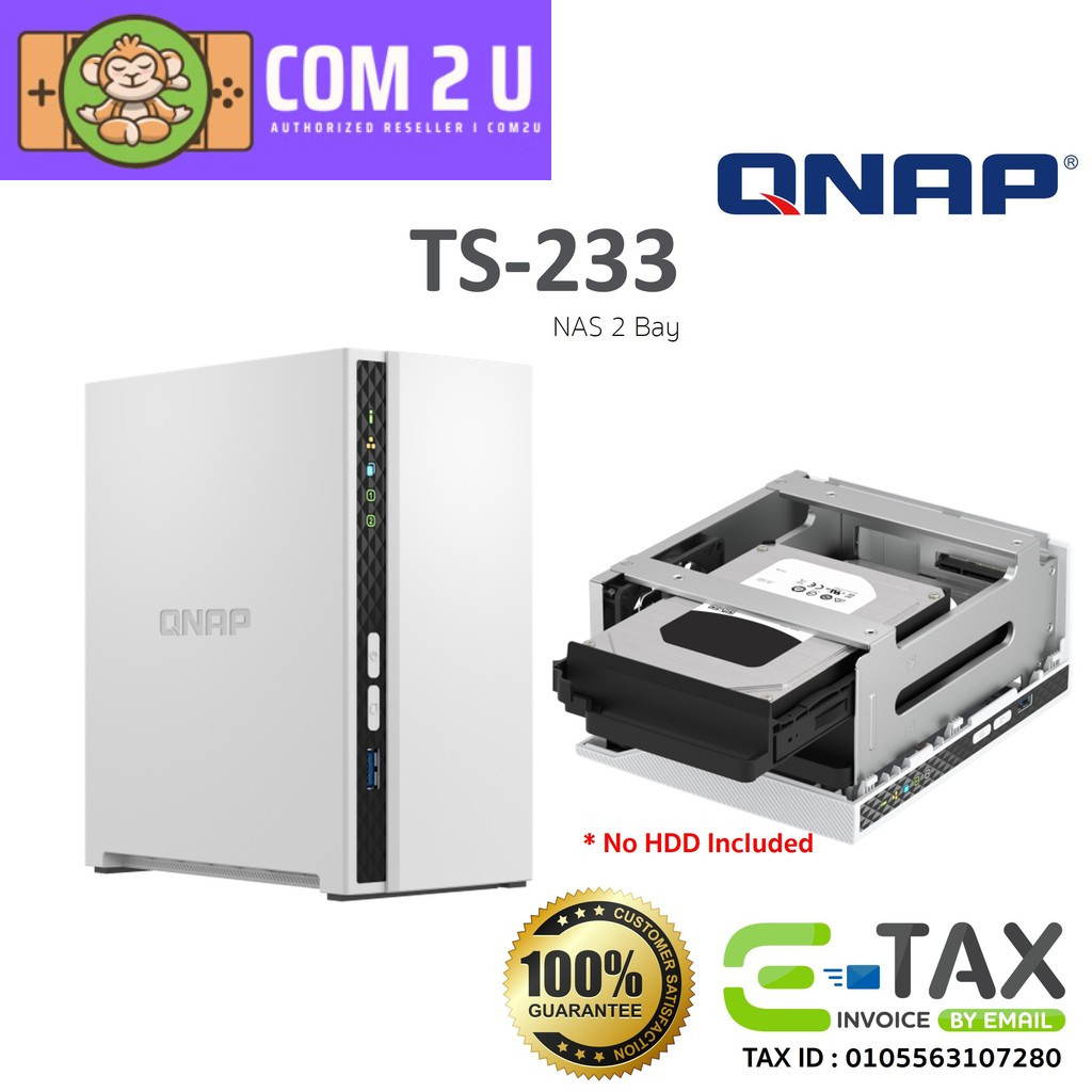 QNAP TS-233 NAS อุปกรณ์จัดเก็บข้อมูลบนเครือข่าย (HDD 2 BAYS ARM 4-CORE CORTEX-A55 / 2GB DDR4 ...