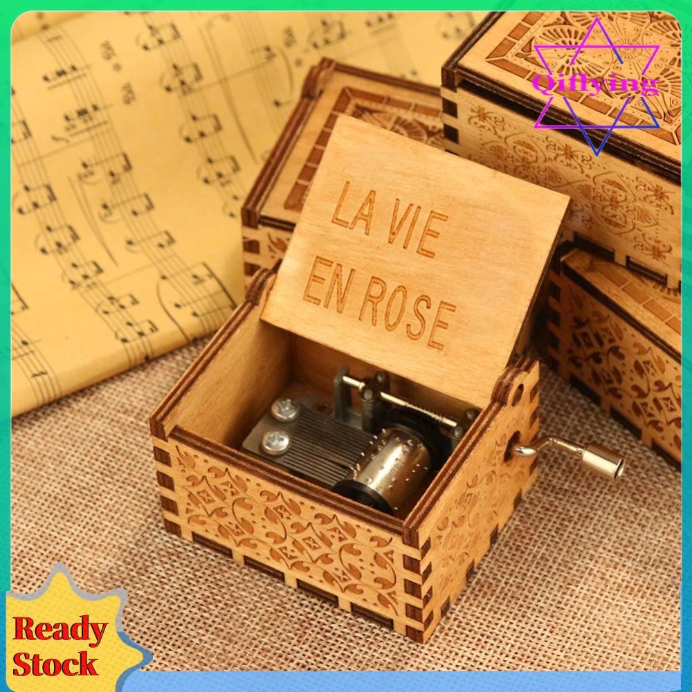 กล่องดนตรีไม้โบราณ Vintage Hand Cranked Musical Case เครื่องประดับโบราณ ...