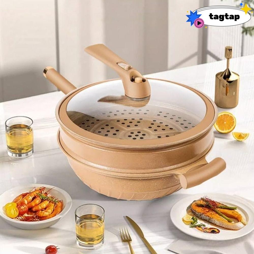 Tagtap Non-Stick Clay Wok พร้อมตะกร้านึ่งพร้อมฝาปิดอิสระ Micro Pressure ...