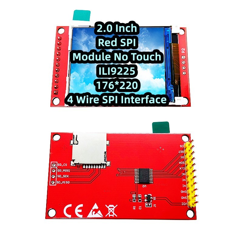Red Module 2.0 Inch 4 Wire SPI Interface 176*220 SPI No Touch ILI9225 ...