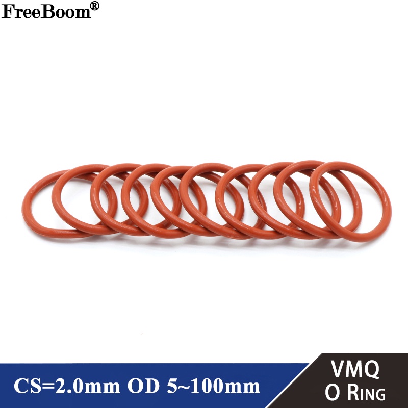 10/50Pcs Food Grade VMQ O Ring Gasket CS 2mm OD 5 ~ 100mm Waterproof ...