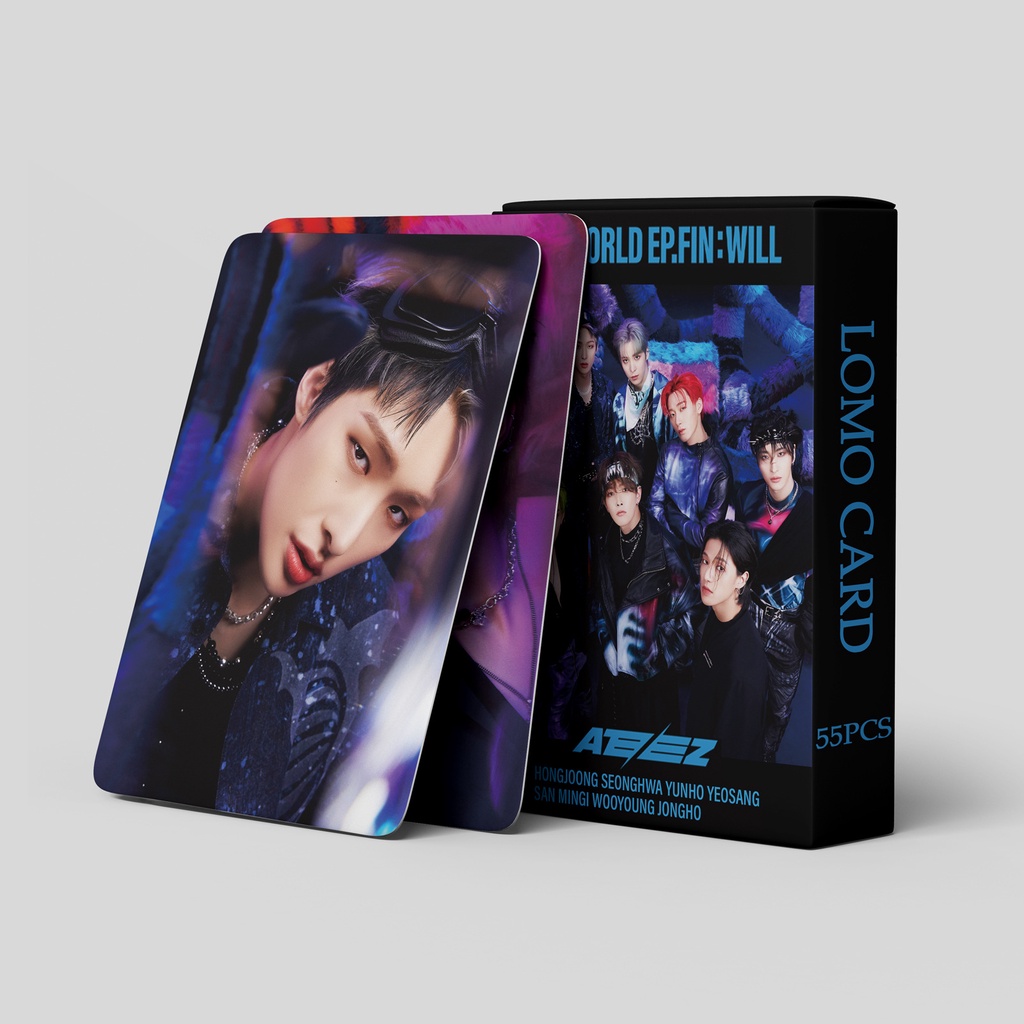 55pcs/box ATEEZ Lomo Cards Album THE WORLD EP.FIN WILL Photocards Kpop ...