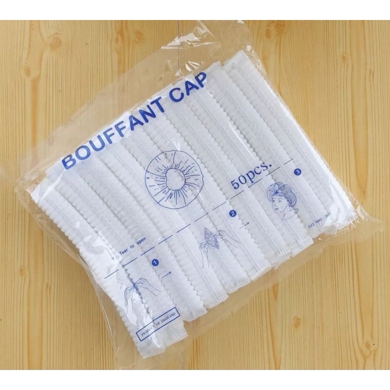 หมวกตัวหนอนสำหรับคลุมผม สีขาว ตราไบโอเซฟ 50 ชิ้น/แพ็ค รหัสสินค้า ...